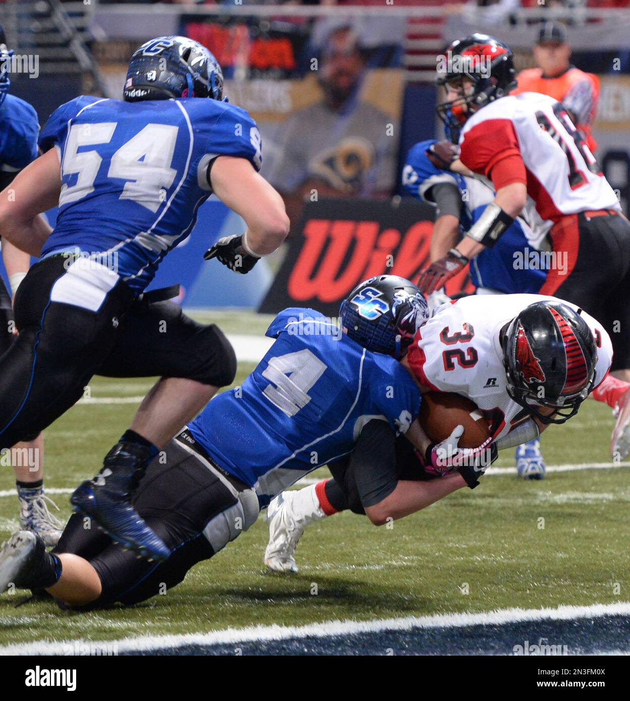 Lamar's Rocky Embry (32) scores as South Callaway's Bennett Hager (4 ...