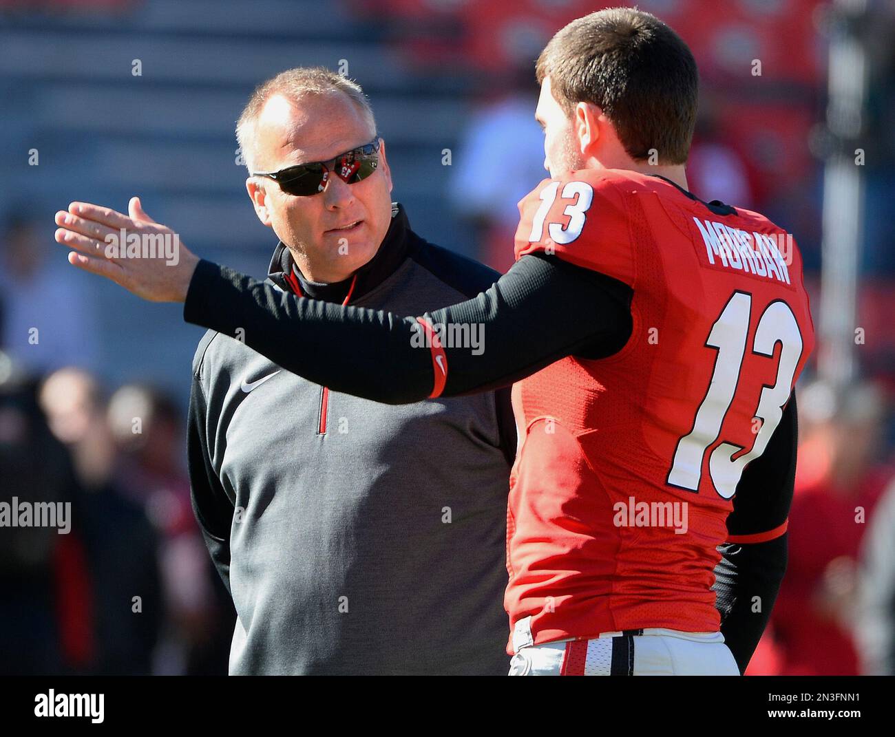 Georgia head coach Mark Richt, left, and Georgia place kicker Marshall ...