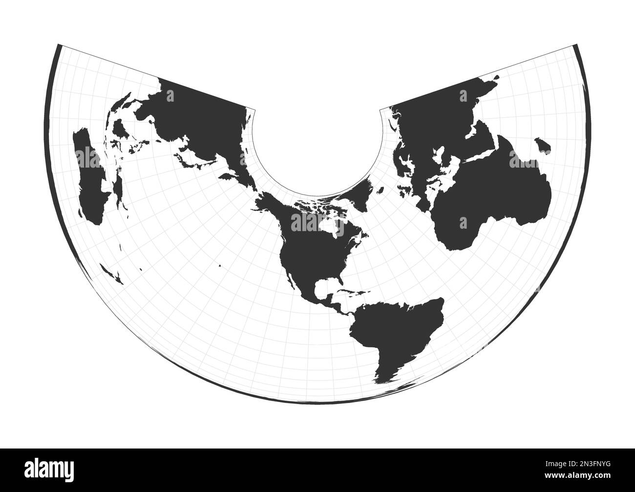 Map of the world. Albers equal-area conic projection. Globe with ...