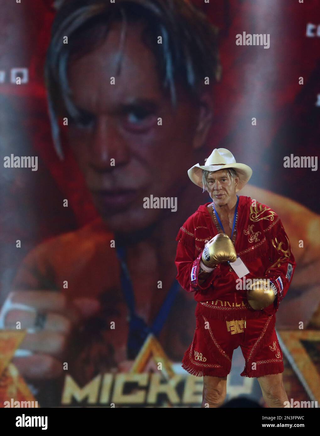 US actor Mickey Rourke arrives for his professional boxing match ...