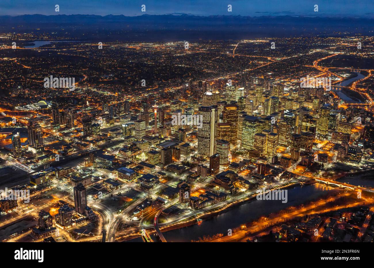 Aerial evening view of downtown Calgary, Alberta Canada Stock Photo - Alamy Aerial evening view of downtown Calgary, Alberta Canada Stock Photo - Alamy