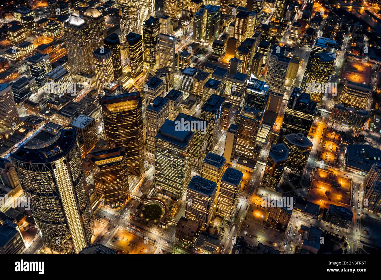 Aerial evening view of downtown Calgary, Alberta, Canada; Calgary ... Aerial evening view of downtown Calgary, Alberta, Canada; Calgary ...