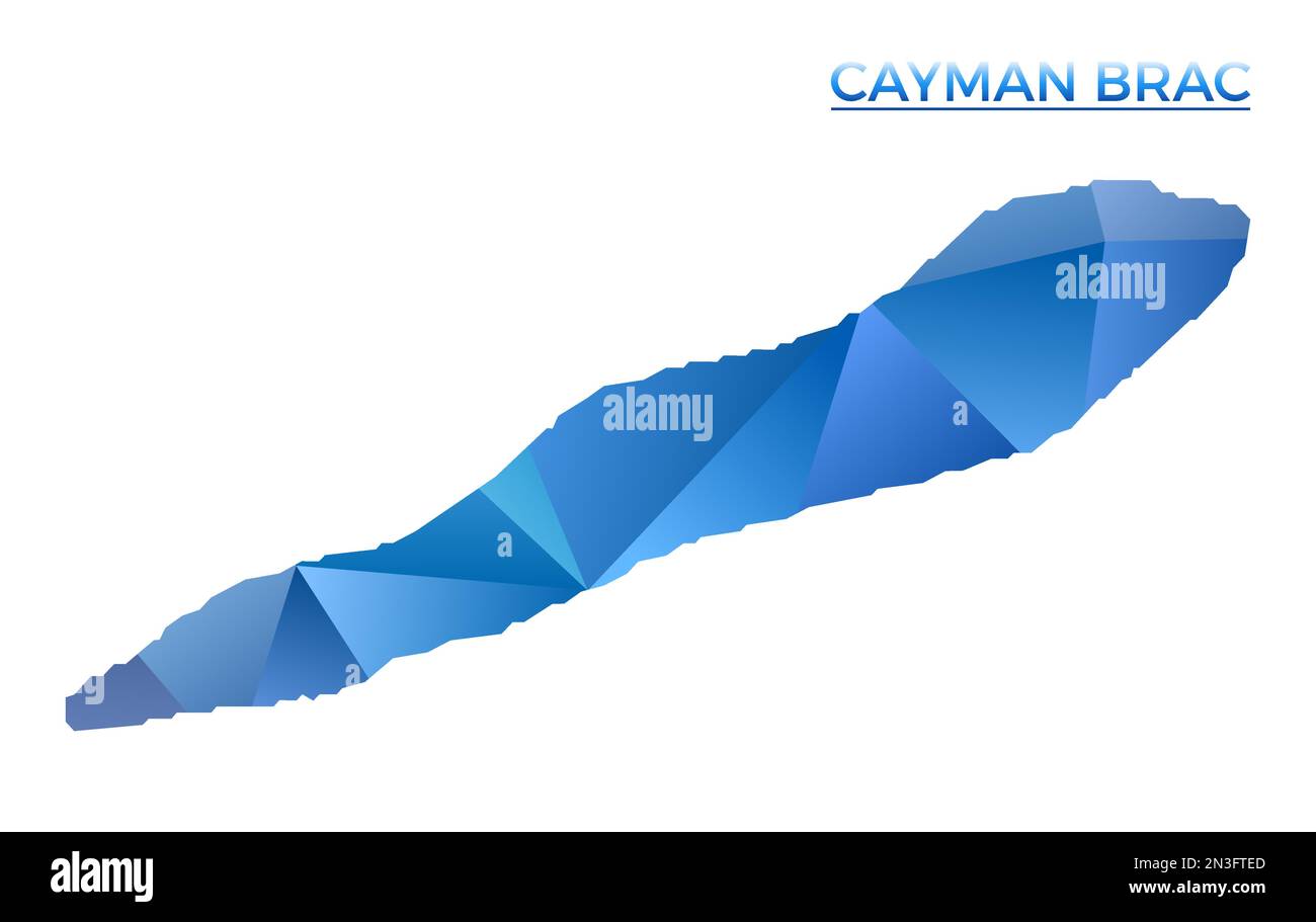 Vector polygonal Cayman Brac map. Vibrant geometric island in low poly ...