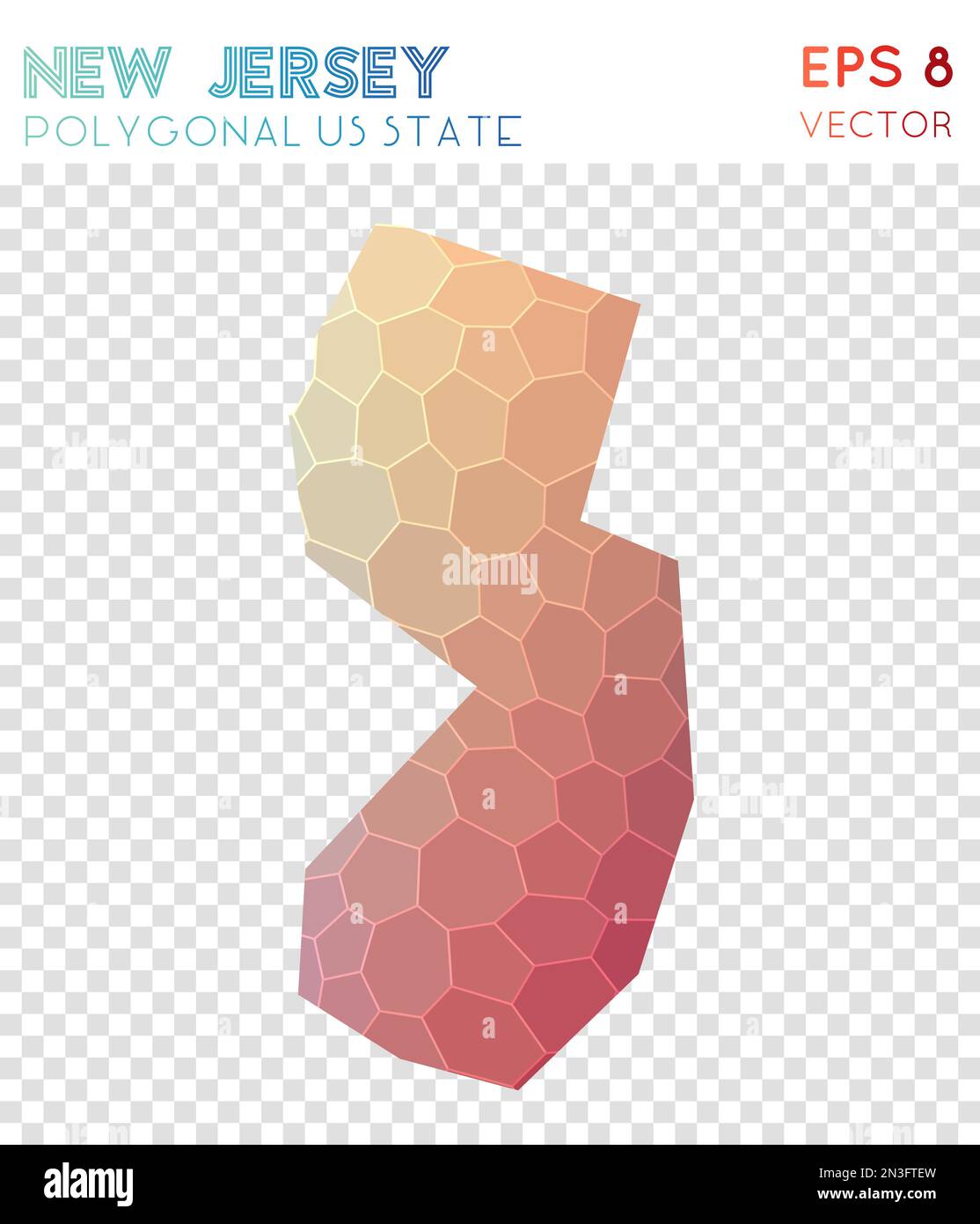 New Jersey polygonal map, mosaic style US state. Astonishing low poly ...
