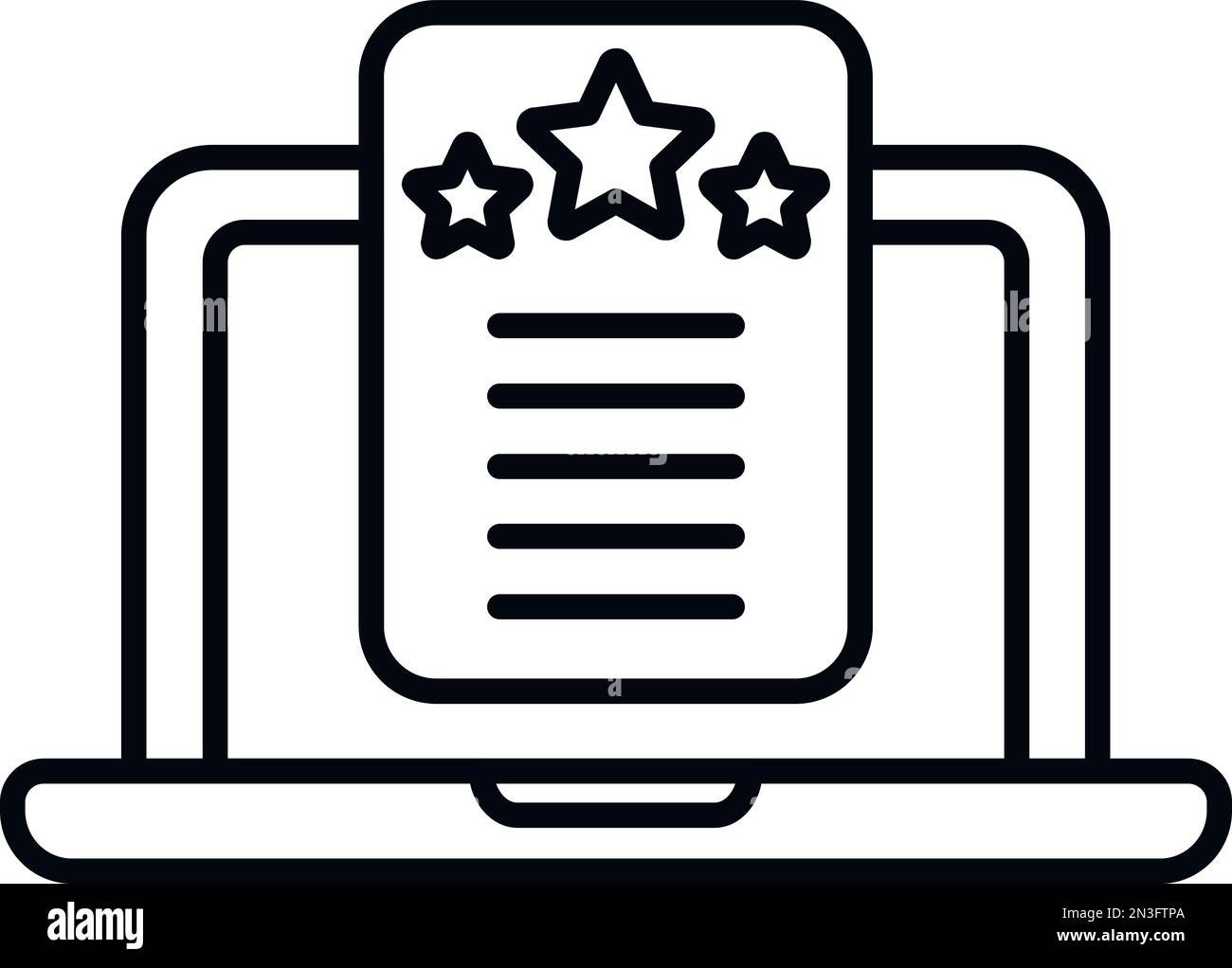 Laptop star icon outline vector. Medal reward. Top win Stock Vector ...