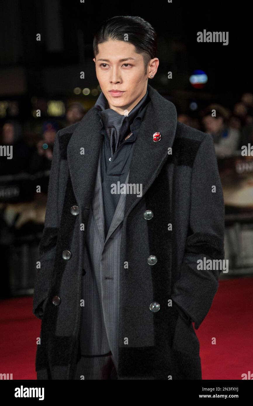 Japanese musician and actor Miyavi poses for photographers upon arrival ...