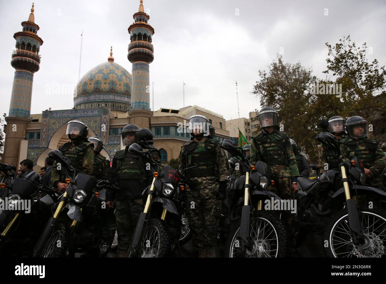 Iranian Basij paramilitary forces attend a rally marking the 35th ...