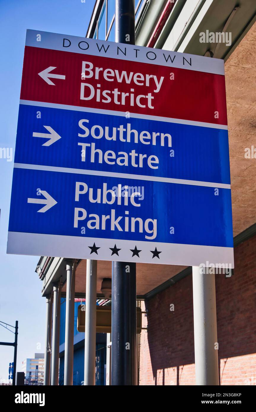Road sign for The Brewery District & Southern Theater in Columbus Ohio ...