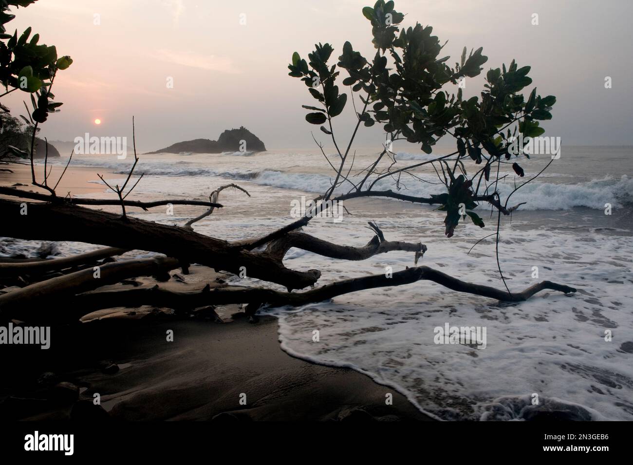 Sunrise along the southern coast of Bioko Island; Bioko Island ...