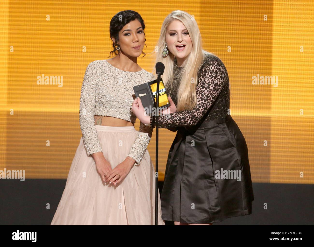 Jhene Aiko, left, and Meghan Trainor present the award for favorite ...