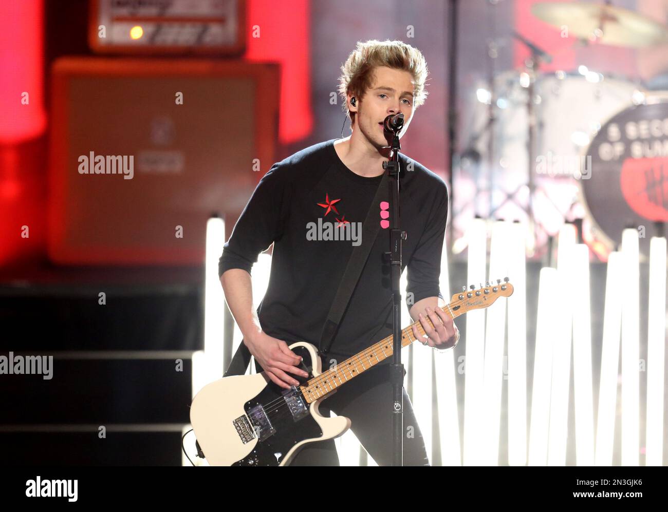 Luke Hemmings of the musical group 5 Seconds of Summer performs on ...