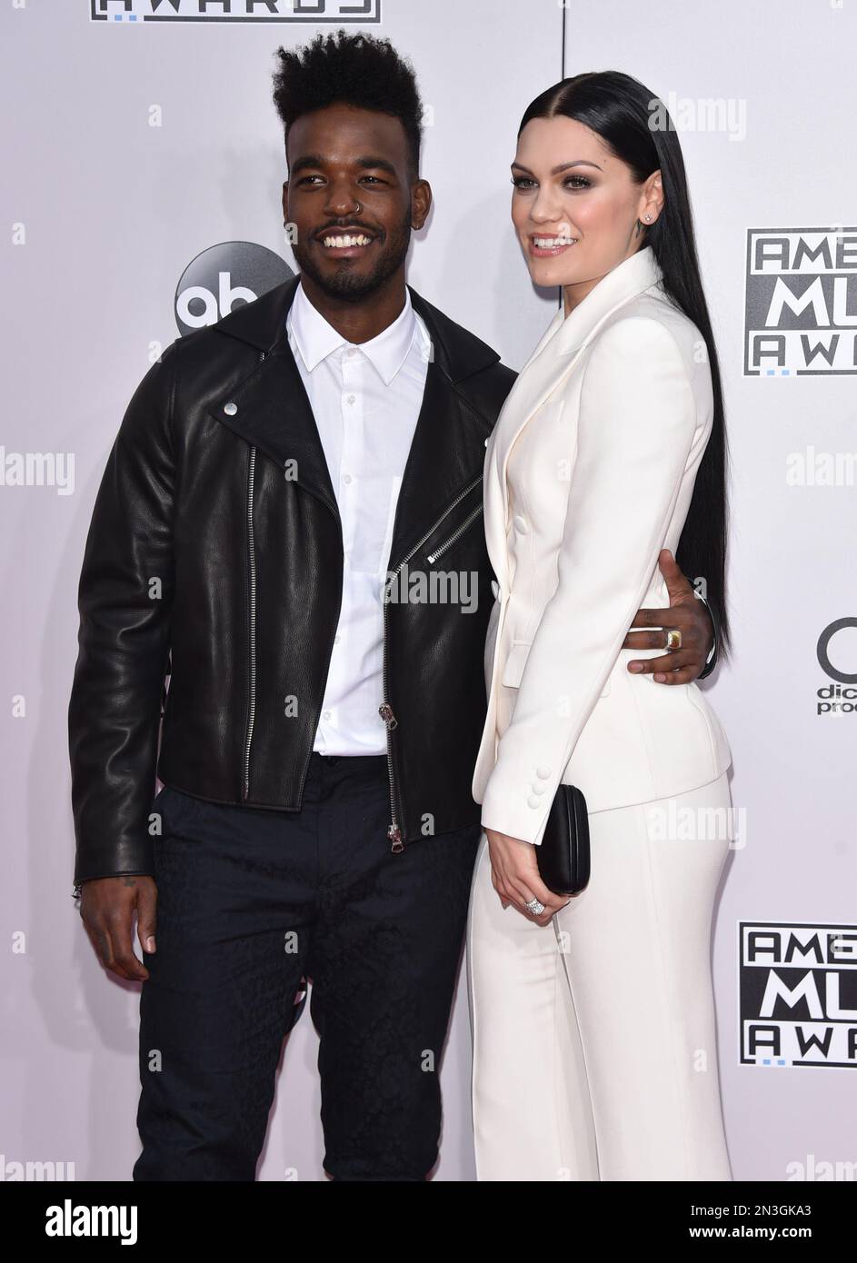 Luke James, left, and Jessie J arrive at the 42nd annual American Music ...
