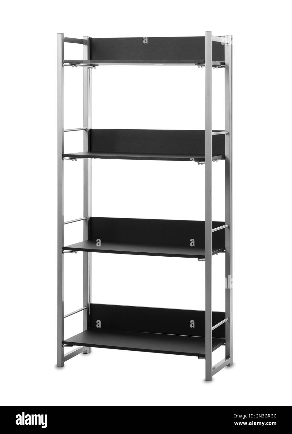 Stylish empty shelving unit isolated on white Stock Photo - Alamy