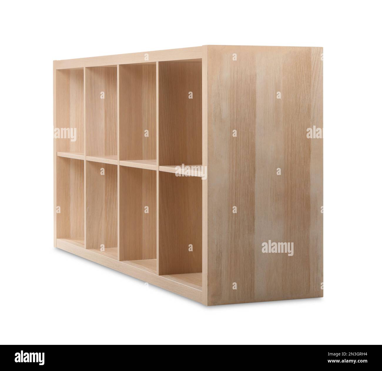 Empty wooden shelving unit for shoes isolated on white Stock Photo - Alamy