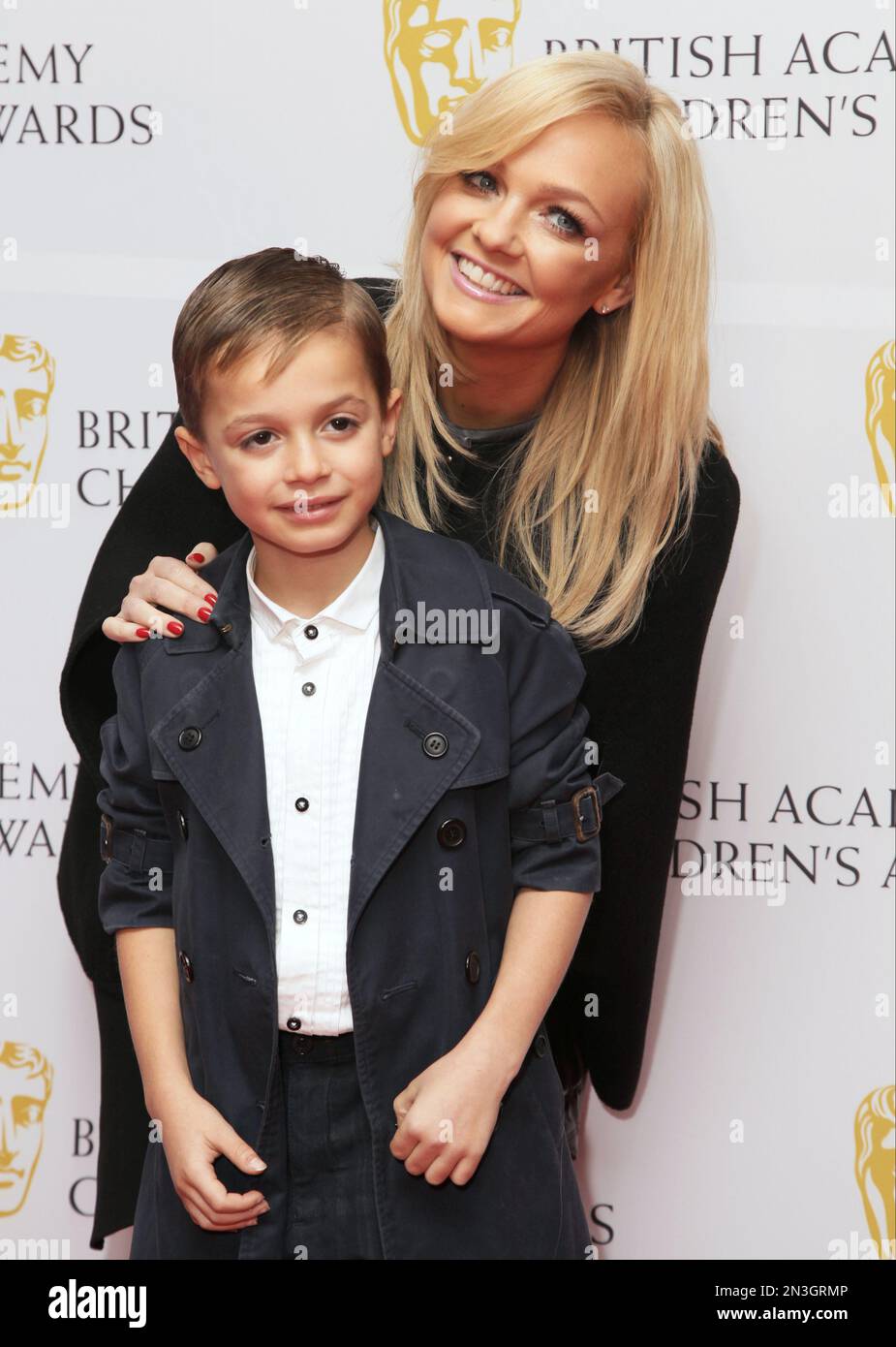 Emma Bunton and son Beau Bunton pose for photographers as they arrive ...