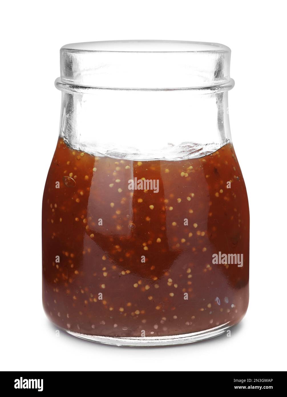 Delicious fig jam in glass jar isolated on white Stock Photo - Alamy