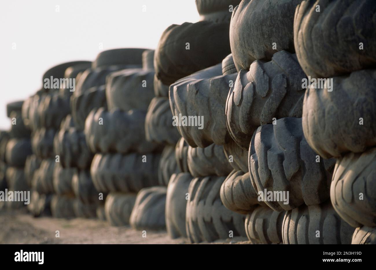 Stacks of scrap tires; Lyons, Kansas, United States of America Stock ...