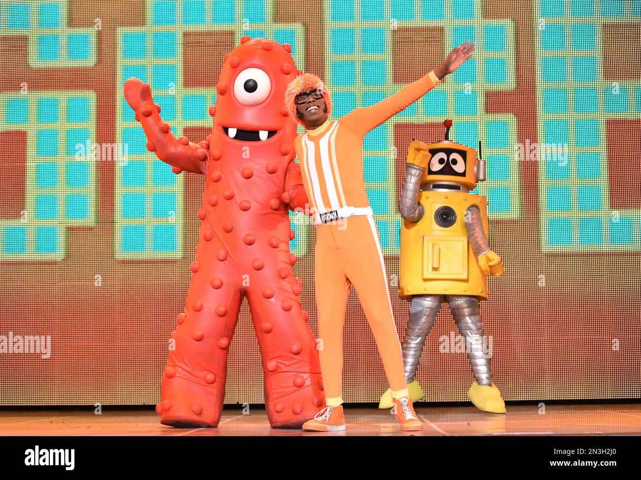 DJ Lance Rock and the cast of Yo Gabba Gabba! perform on stage at Yo ...