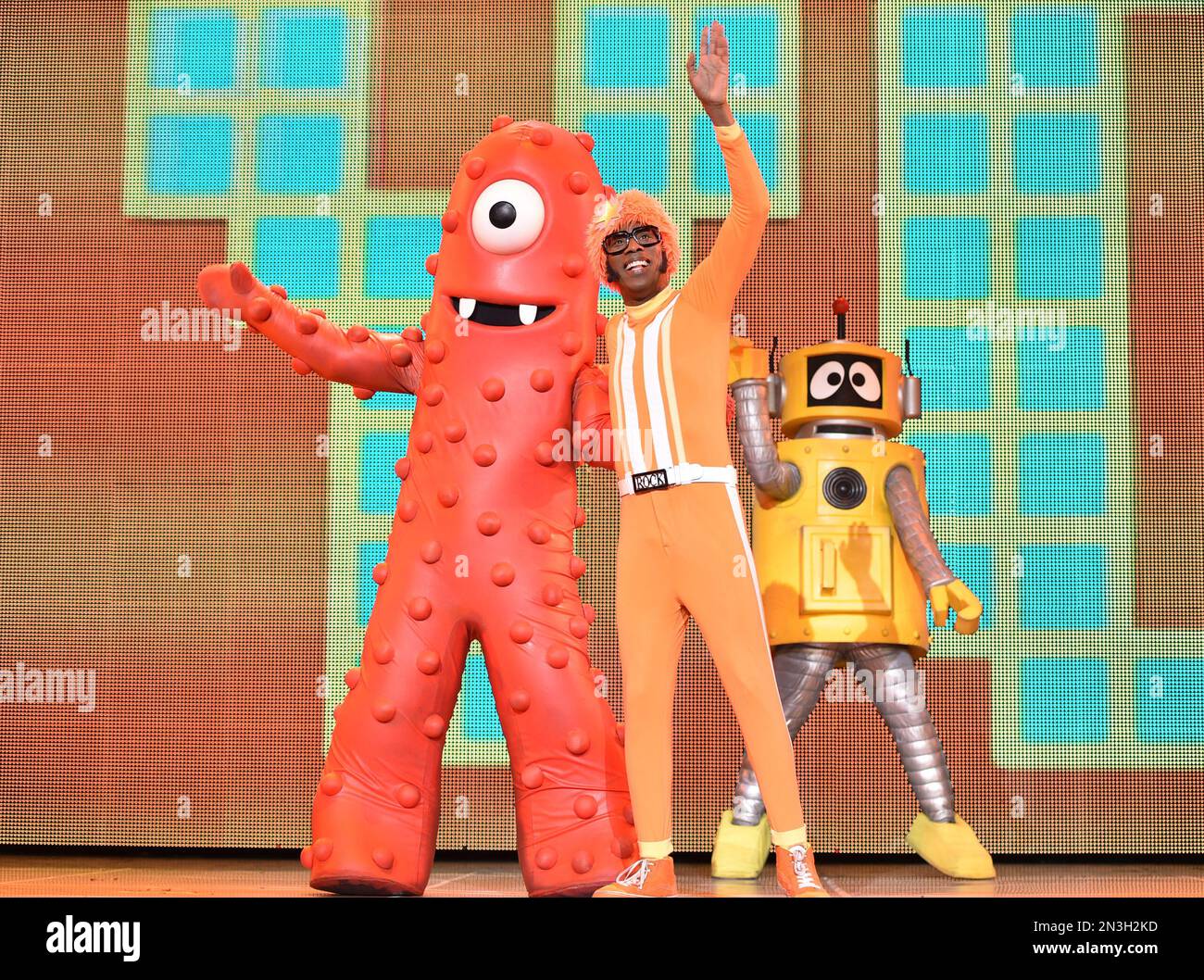 DJ Lance Rock and the cast of Yo Gabba Gabba! perform on stage at Yo ...