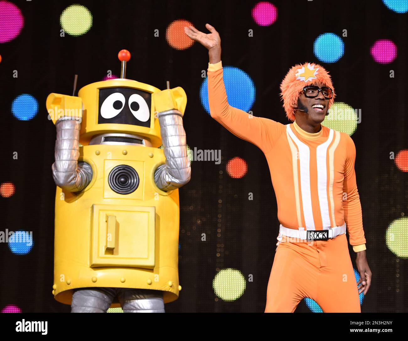 DJ Lance Rock and the cast of Yo Gabba Gabba! perform on stage at Yo ...