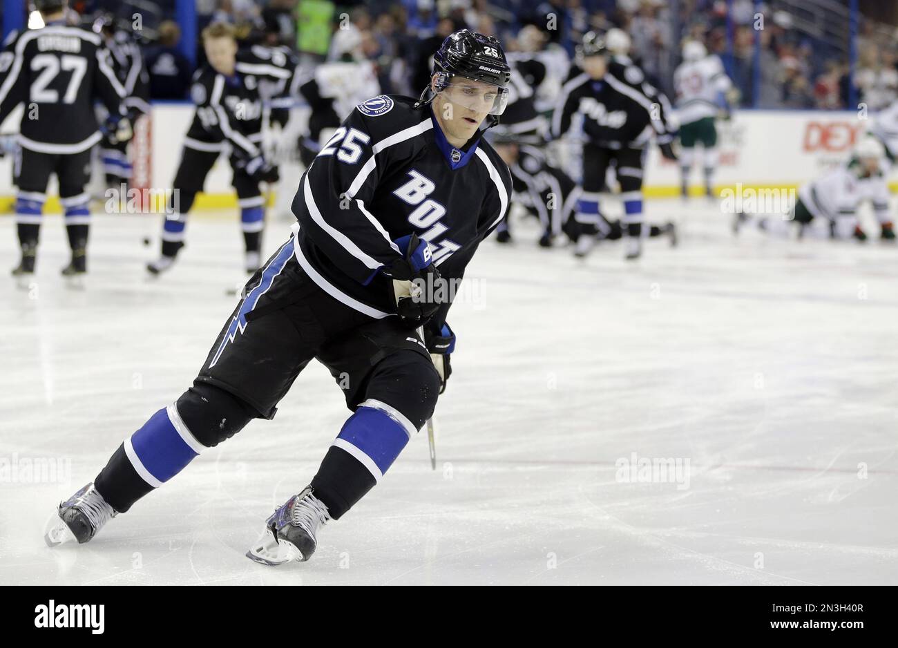 Tampa Bay Lightning defenseman Matt Carle (25) before an NHL hockey ...