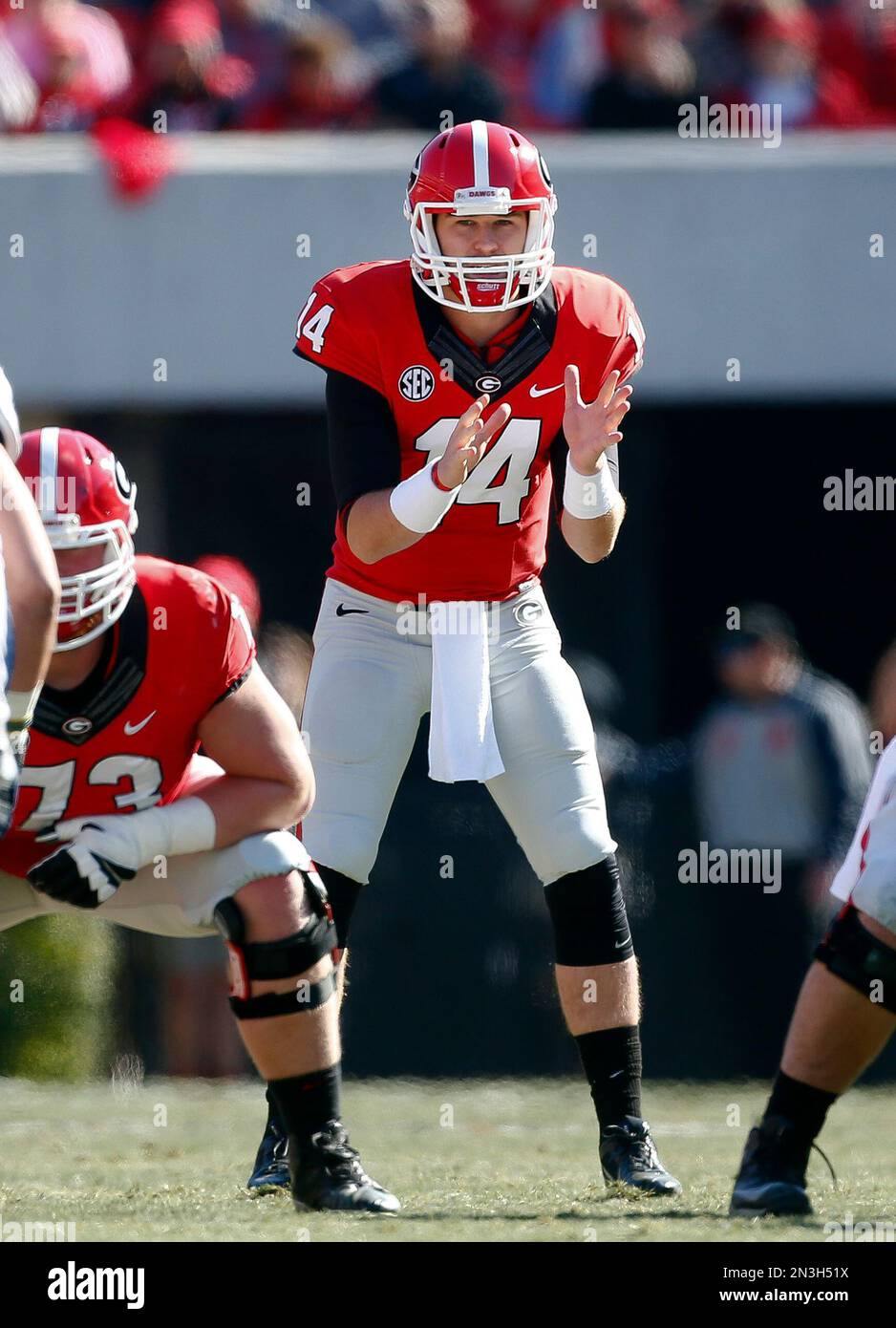 Georgia quarterback Hutson Mason (14) is shown against the Charleston ...