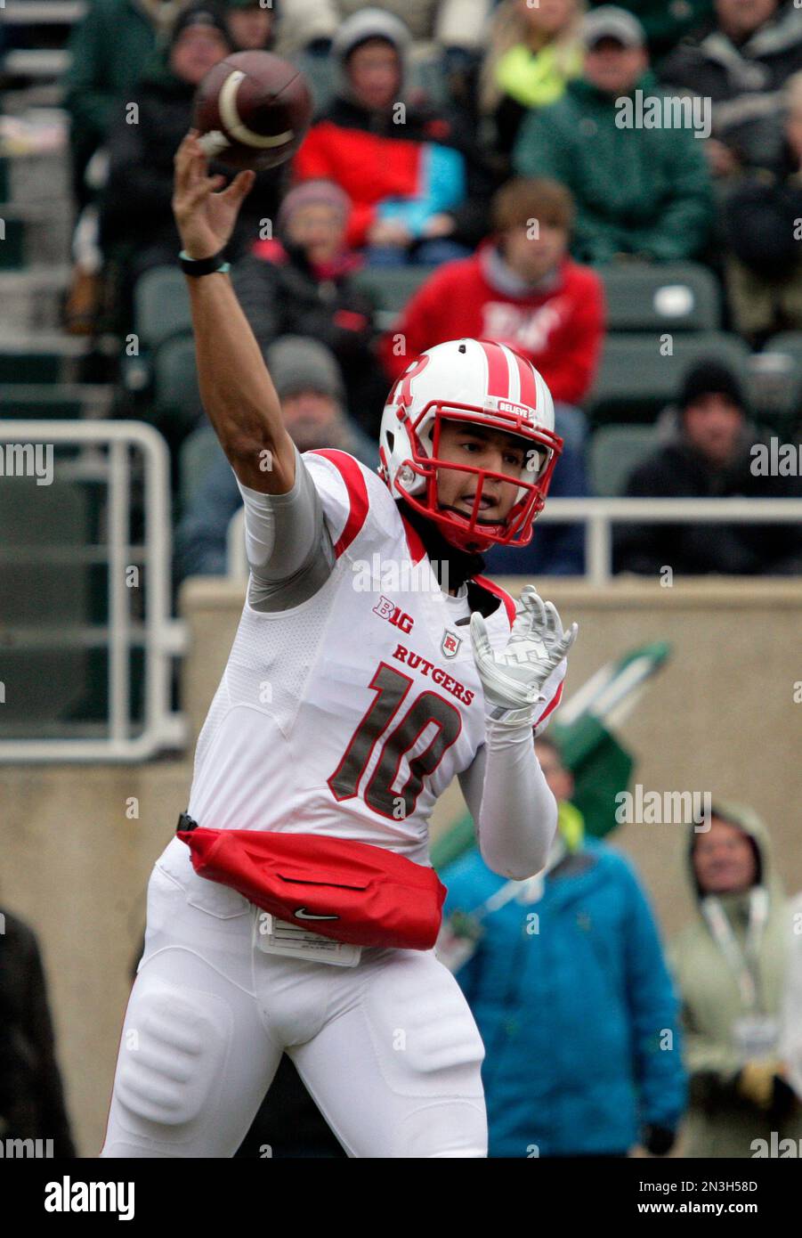 Rutgers quarterback Gary Nova throws a pass against Michigan State ...
