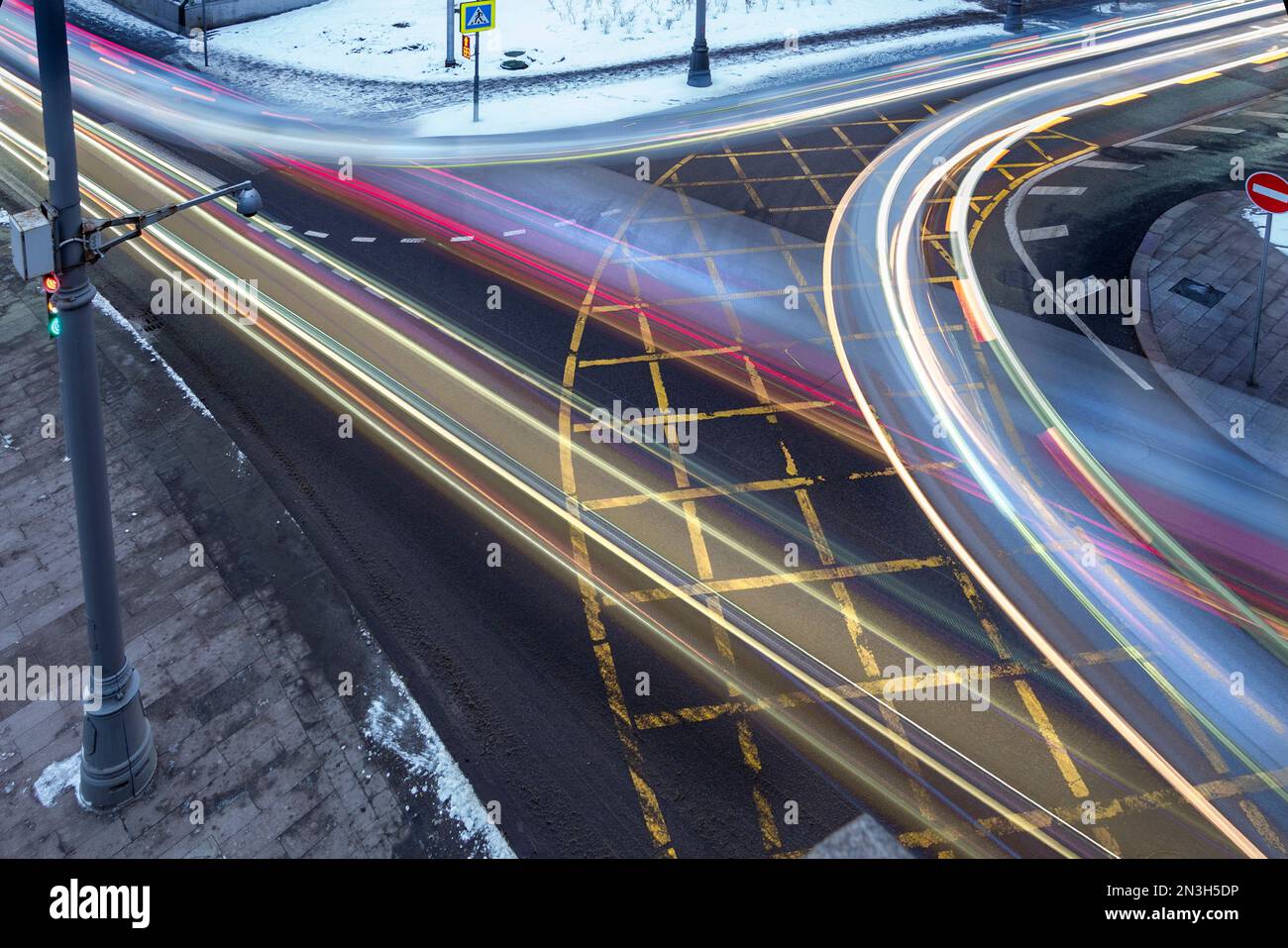 Russia, Moscow. An aerial view of a box junction marking Stock Photo ...