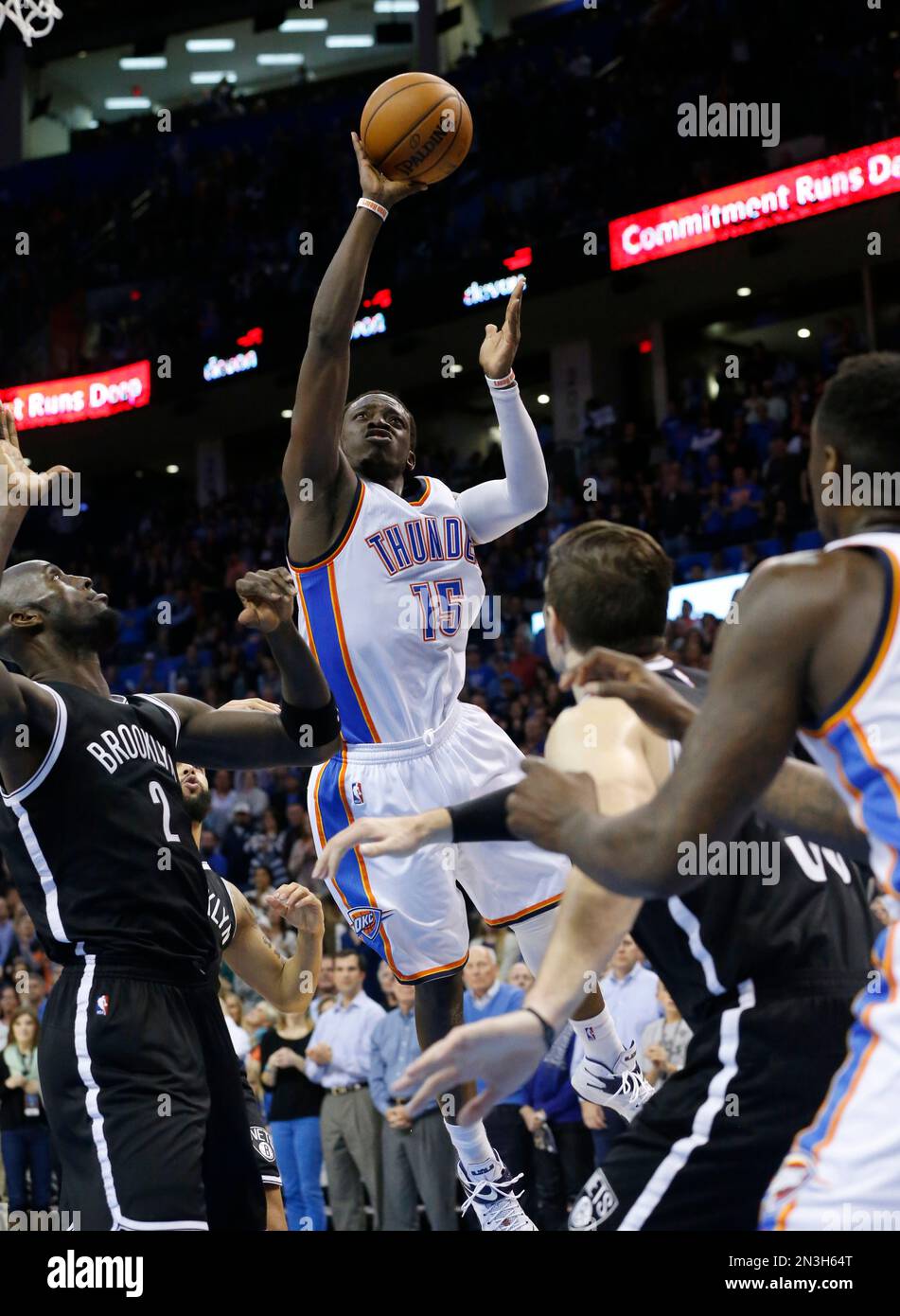 Oklahoma City Thunder's Reggie Jackson (15) is pictured during an NBA ...