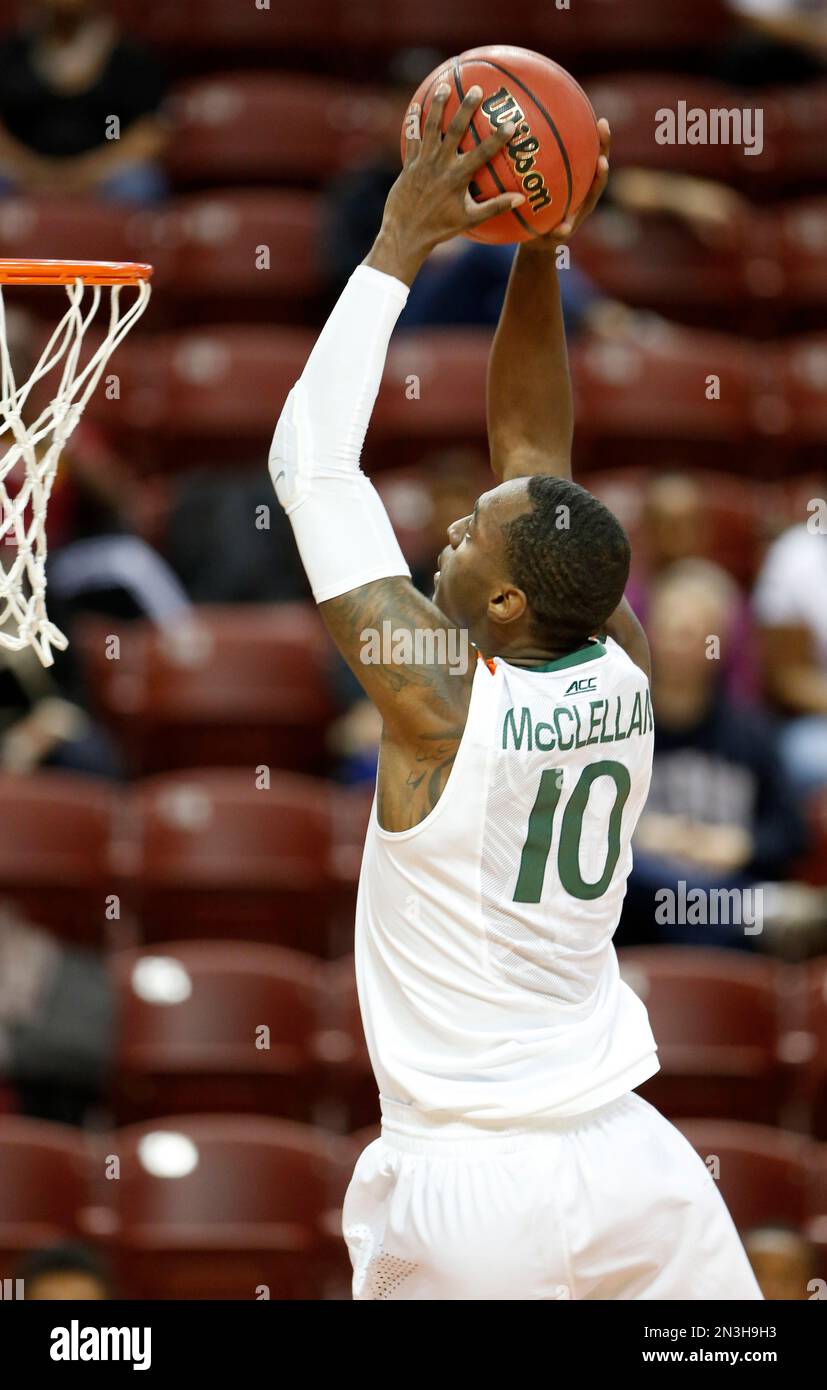 Miami's Sheldon McClellan performs a 360 dunk against Akron during the ...