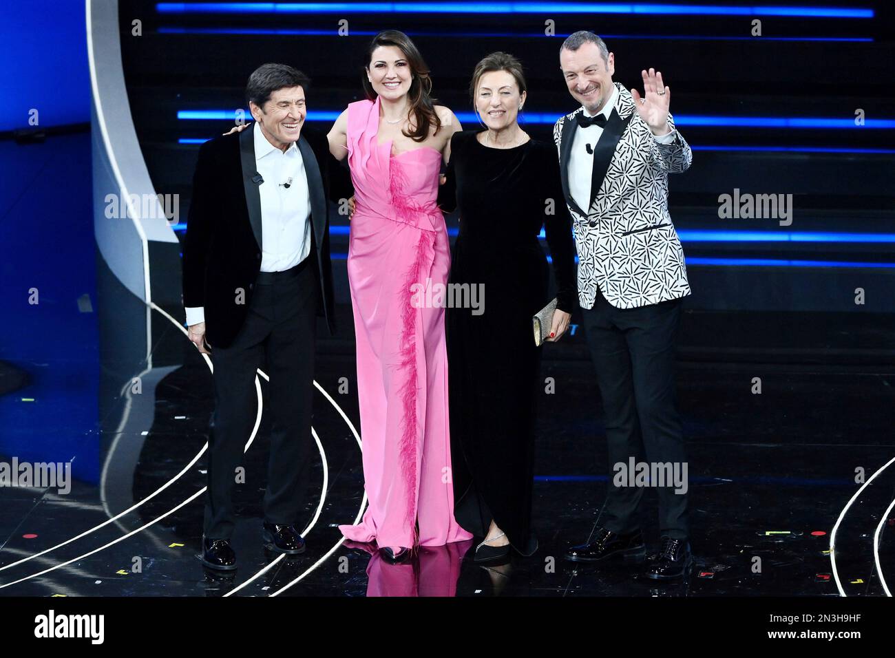 From left, Gianni Morandi, Giovanna Civitillo, Anna Dan and Amadeus ...