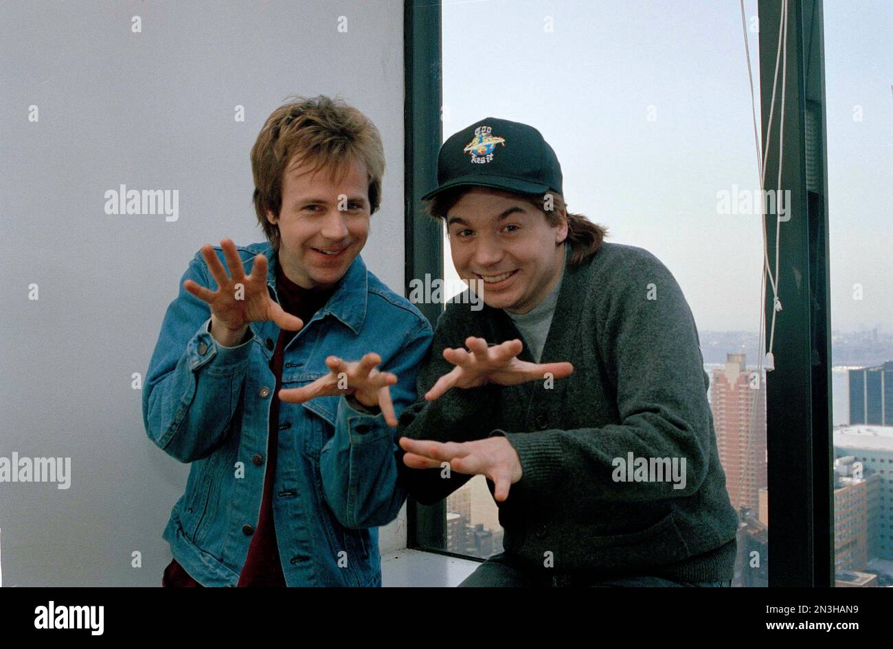 "Wayne's World" duo Dana Carvey, left, and Mike Myers, pose in New York, Feb. 1992. (AP Photo ...