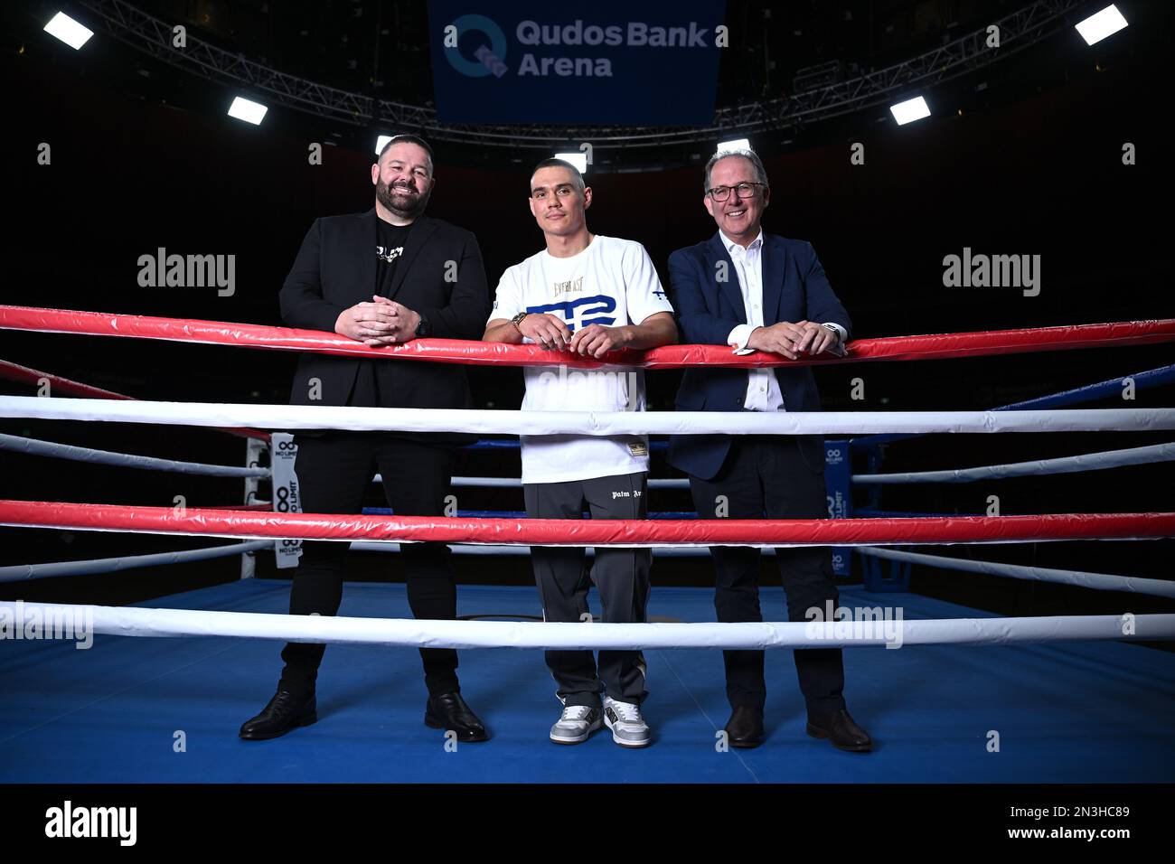 Australian boxer Tim Tszyu (centre) with No Limit Boxing CEO george ...