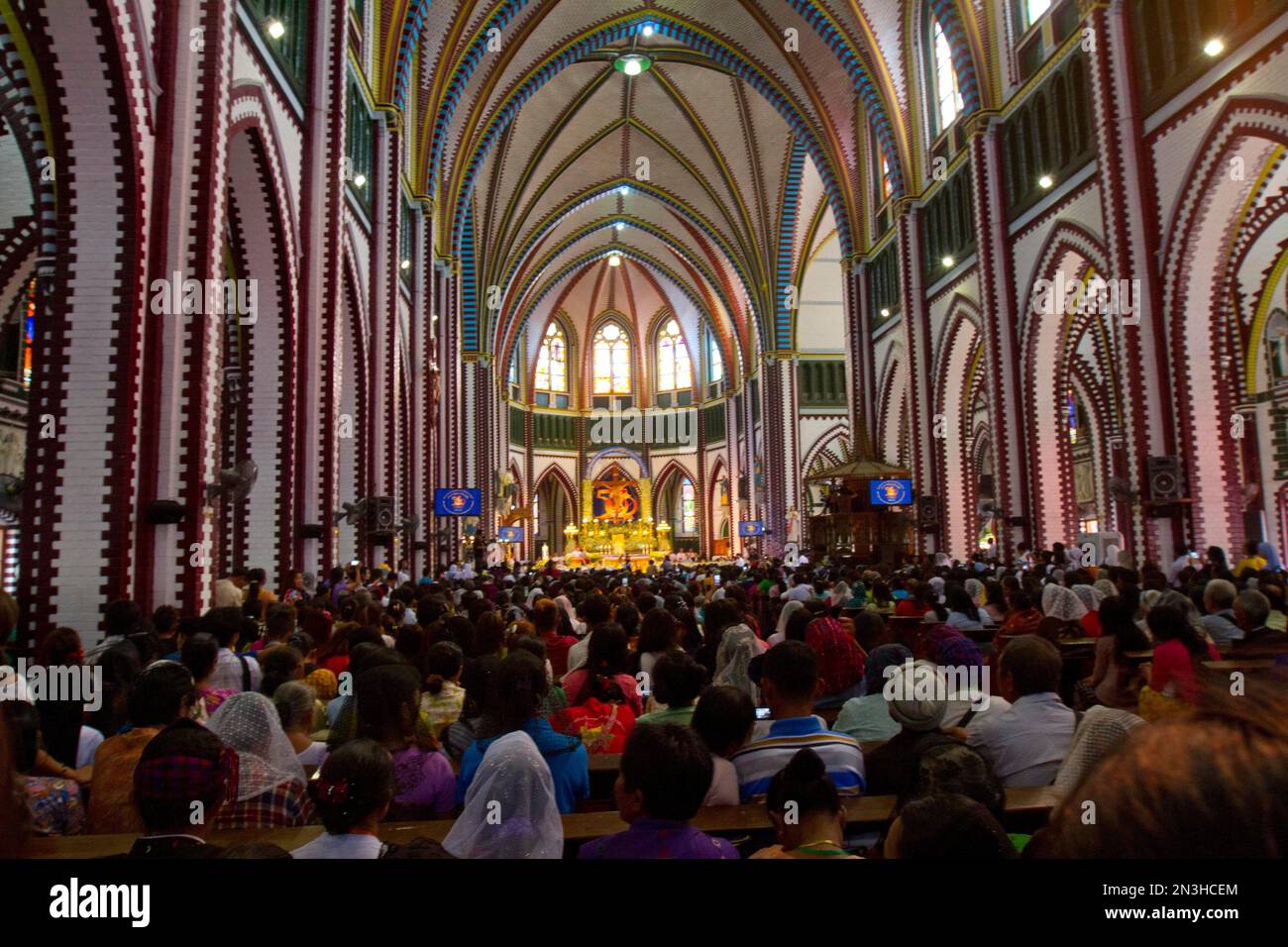 Myanmar Christians pray during a ceremony to mark the 500th anniversary ...