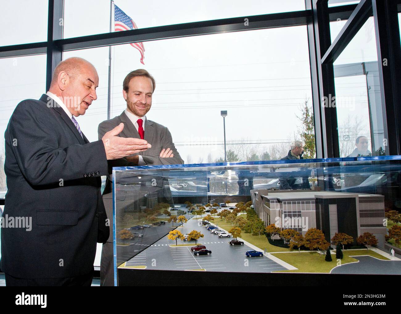 Novi Mayor Bob Gatt, left, and Michigan Lt. Governor Brian Calley ...