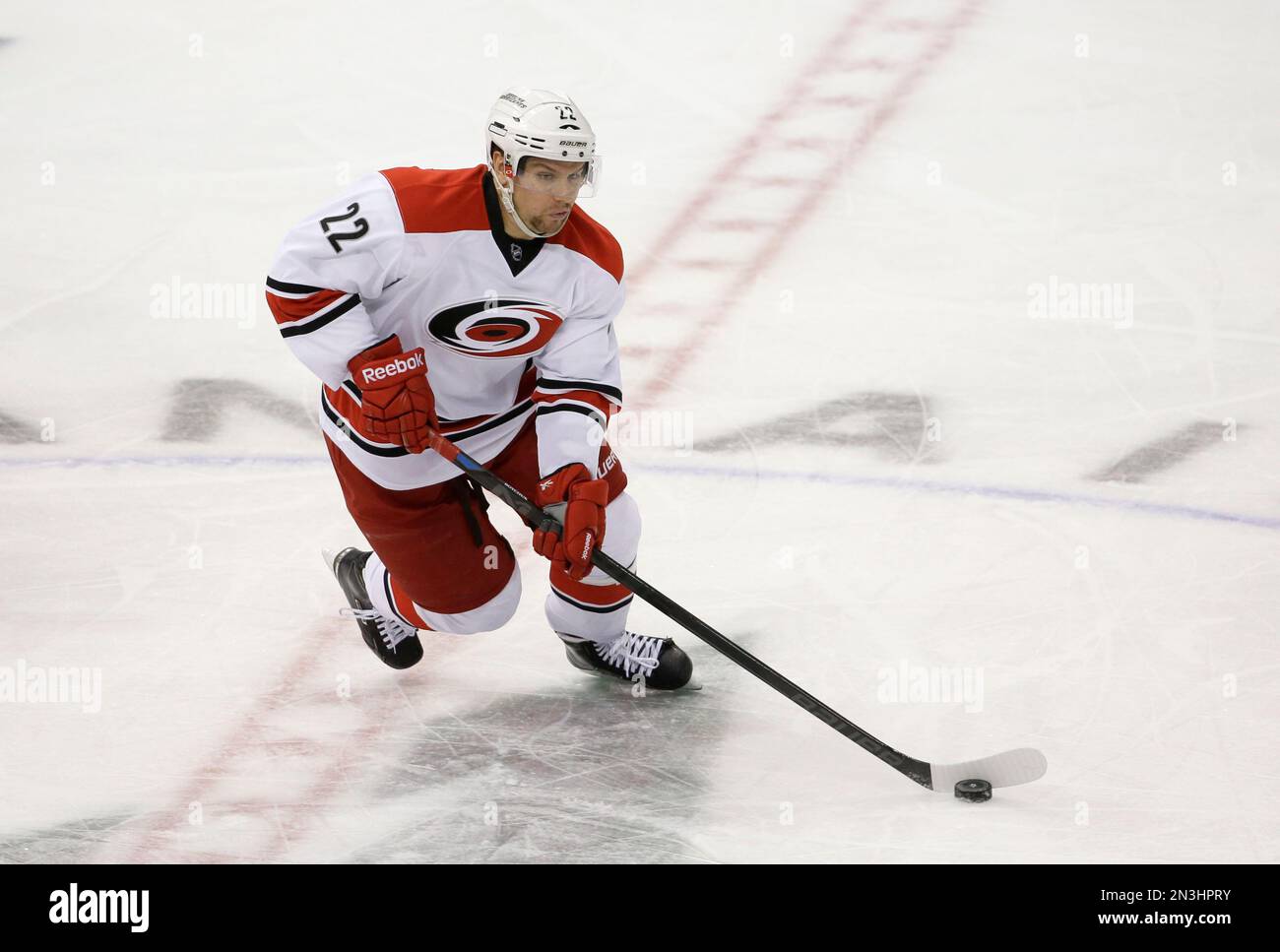 Carolina Hurricanes' Zach Boychuk (22) controls the puck during an NHL ...