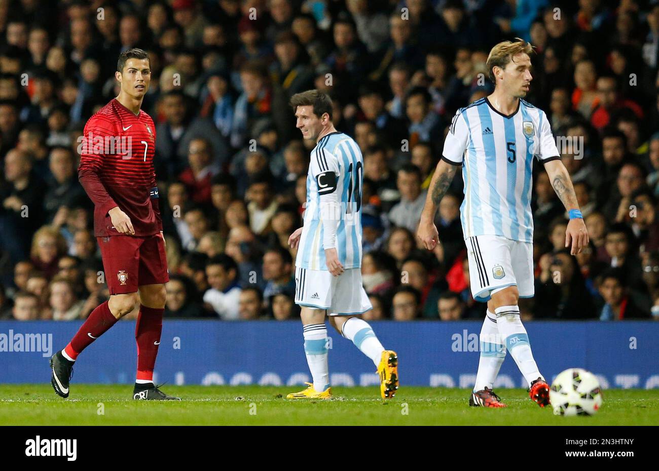 Cristiano Ronaldo of Portugal, left, and Lionel Messi of Argentina ...