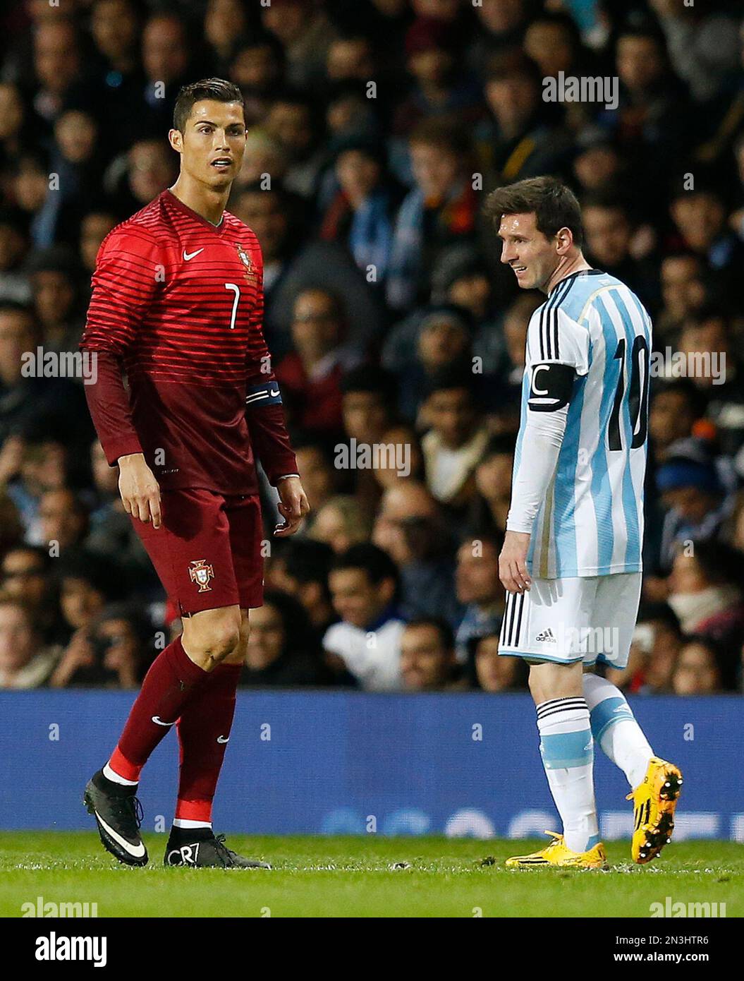 Cristiano Ronaldo of Portugal, left, and Lionel Messi of Argentina ...