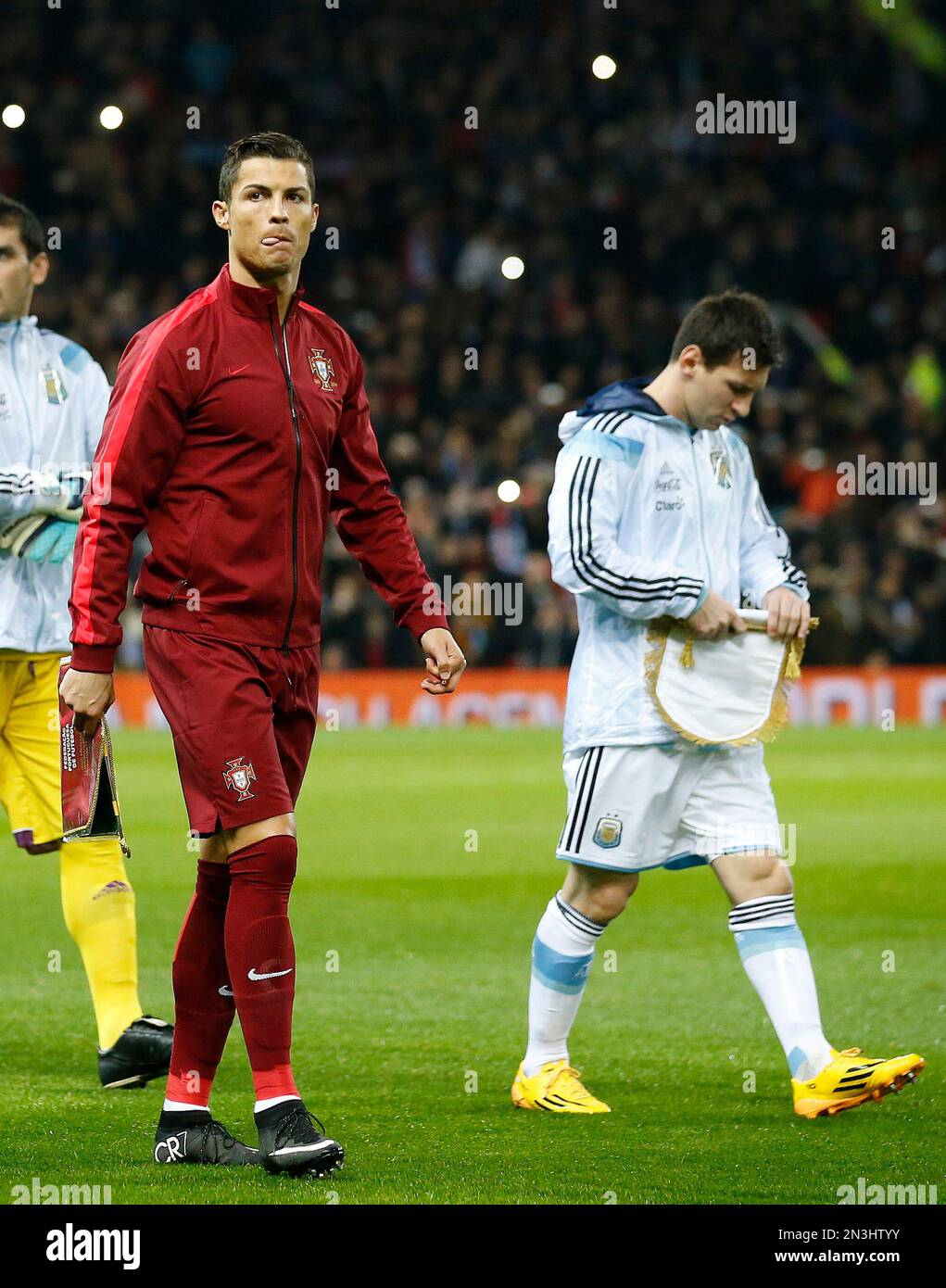 Lionel Messi of Argentina, right, and Cristiano Ronaldo of Portugal ...