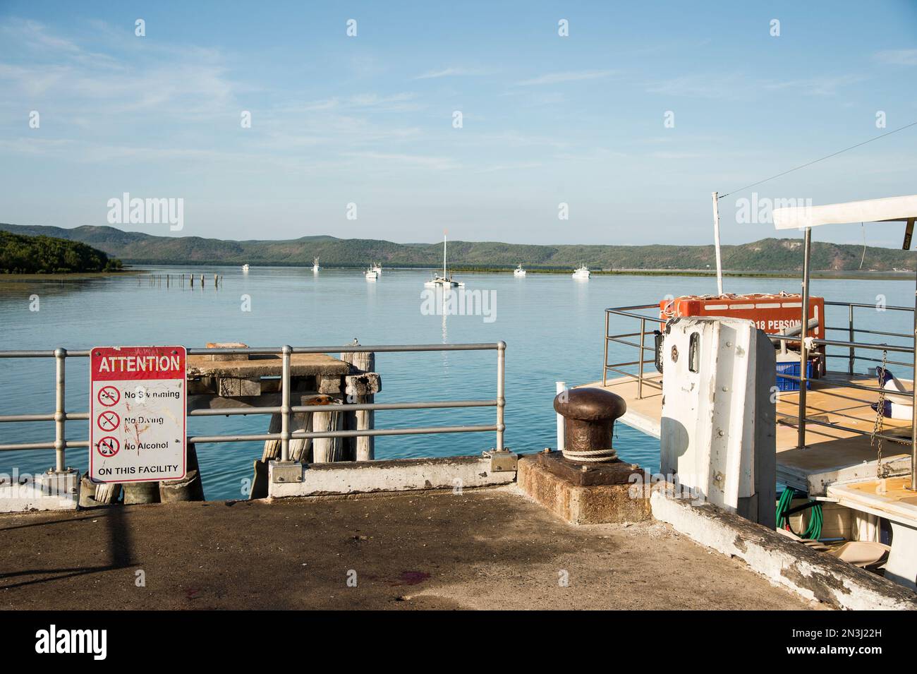View across harbour from Horn Island jetty in the Torres Strait ...