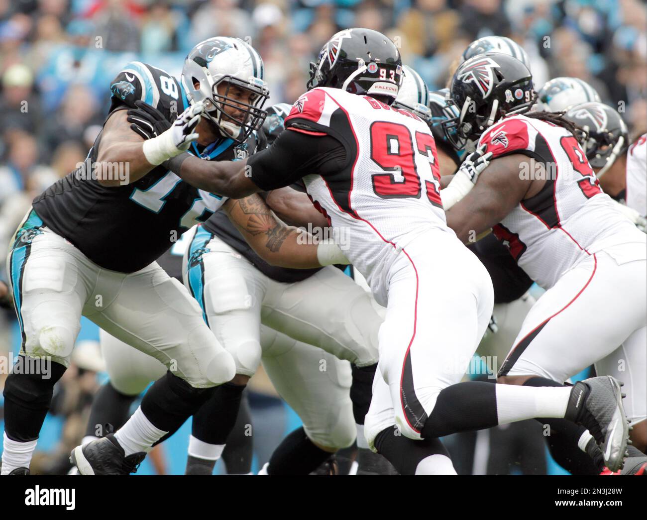 Carolina Panthers' Nate Chandler (78) blocks Atlanta Falcons' Malliciah ...