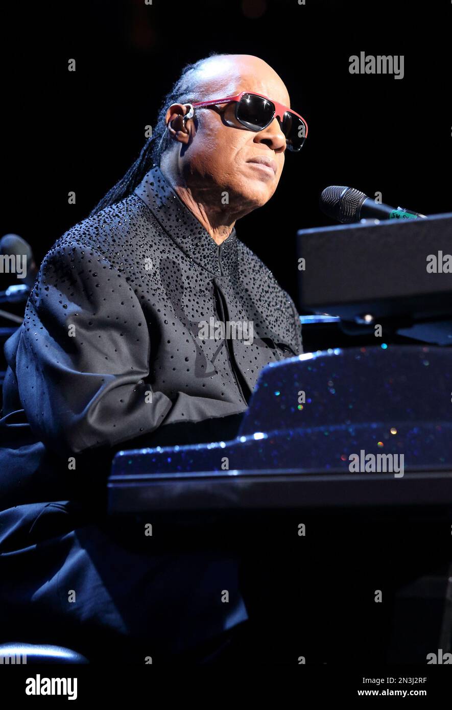 Stevie Wonder performs in concert during his “Songs in the Key of Life ...