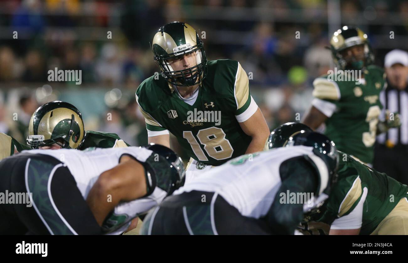 Colorado State quarterback Garrett Grayson calls signals against Hawaii ...