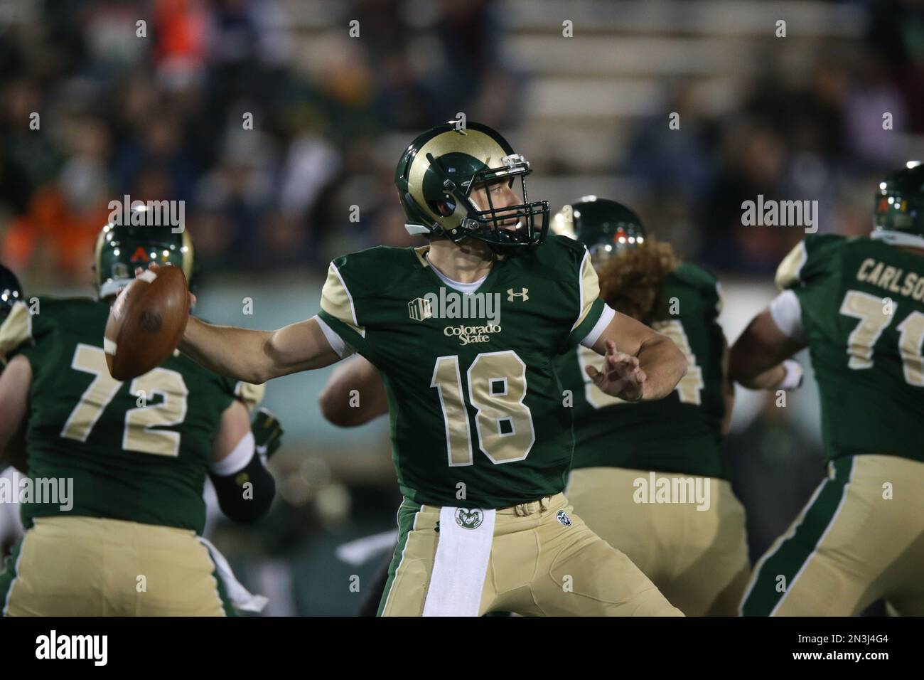 Colorado State quarterback Garrett Grayson looks to pass against Hawaii ...