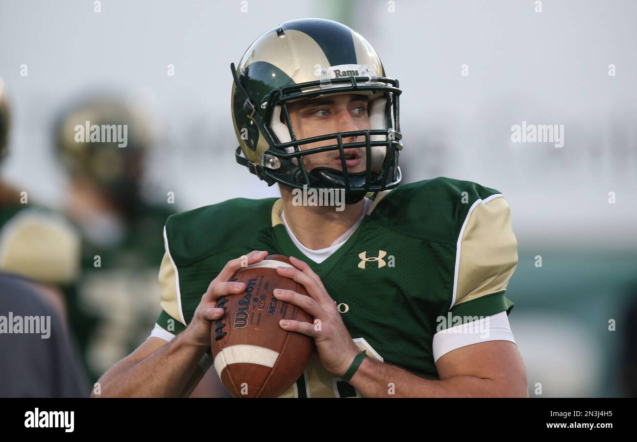Colorado State quarterback Garrett Grayson warms up before facing ...