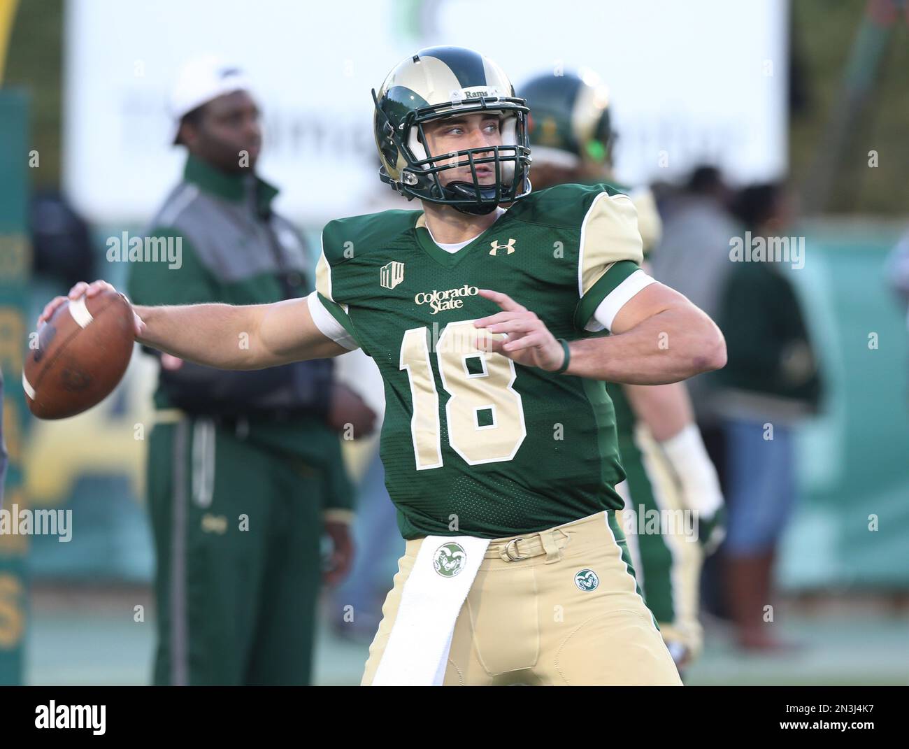 Colorado State quarterback Garrett Grayson warms up before facing ...