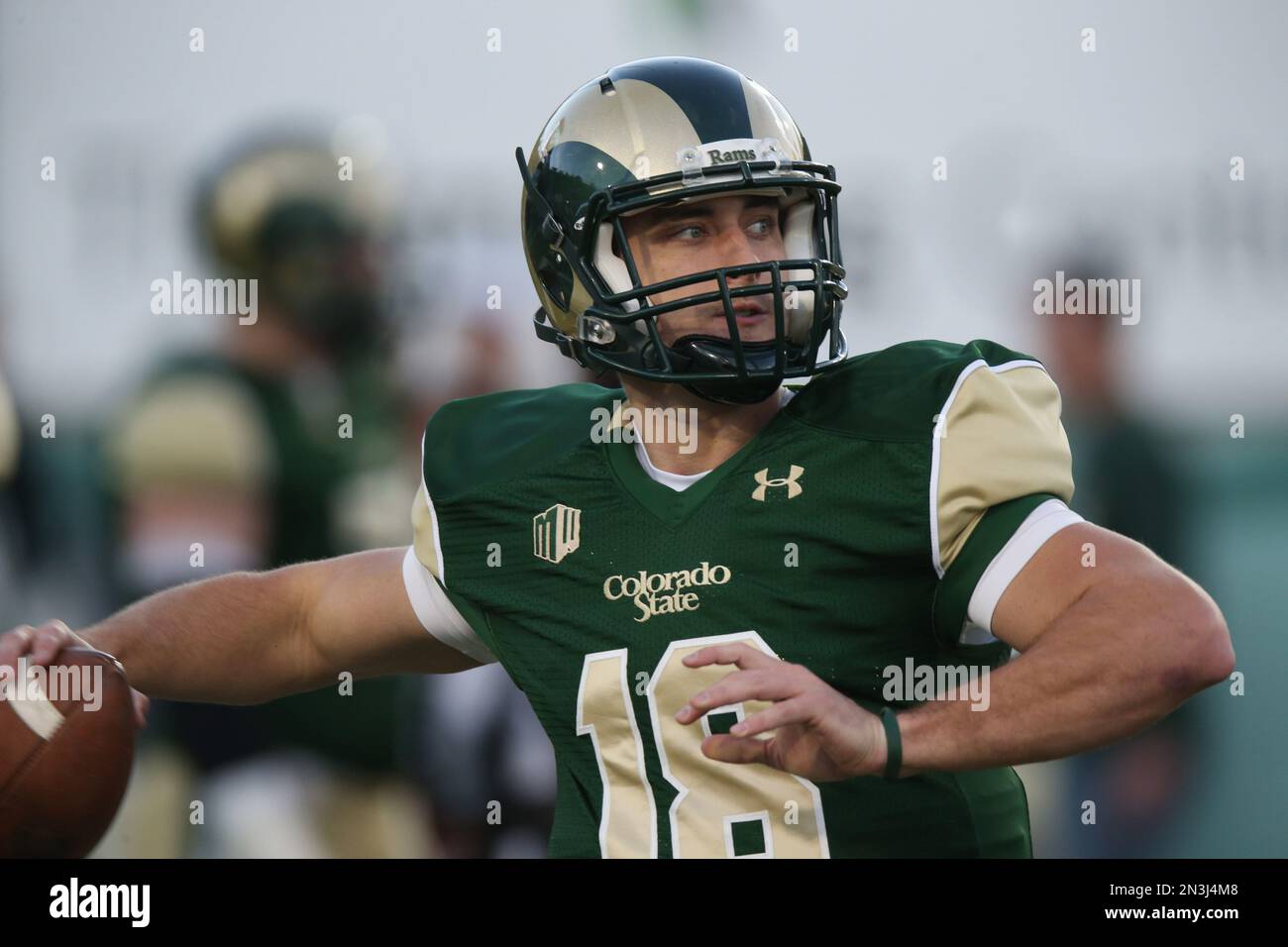Colorado State quarterback Garrett Grayson warms up before facing ...