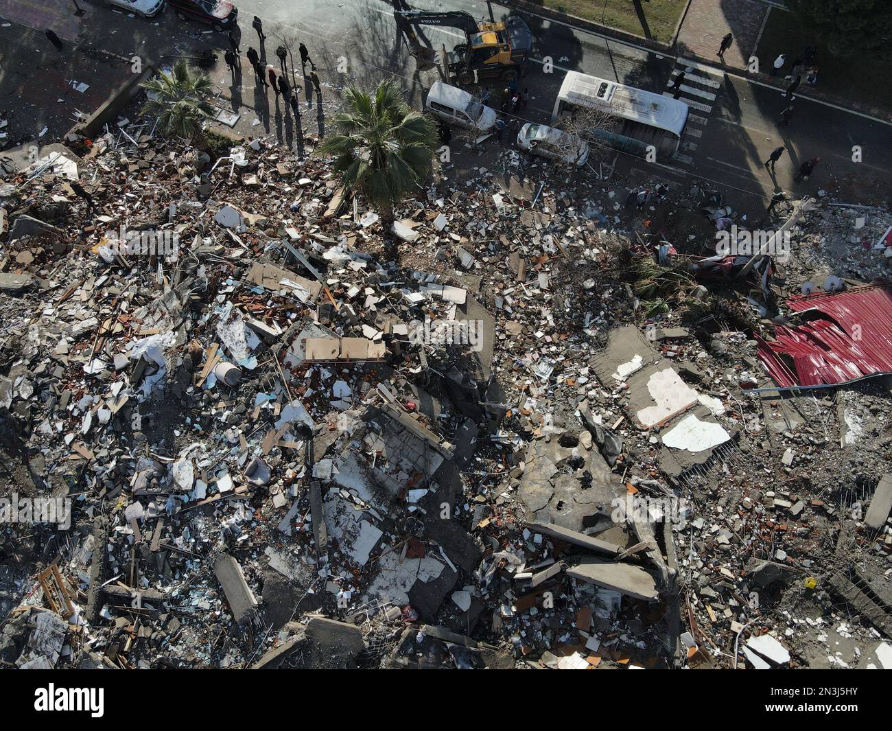 Kahramanmaras. 7th Feb, 2023. This aerial photo taken on Feb. 7, 2023 ...