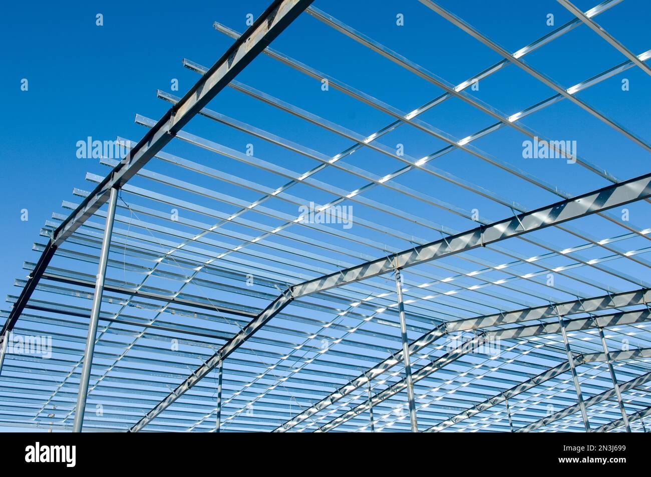Steel beam framing on a construction site; Lincoln, Nebraska, United ...