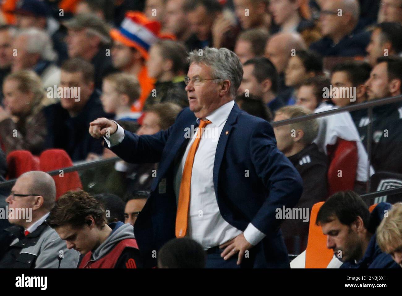 Netherlands head coach Guus Hiddink gives directions to his players ...